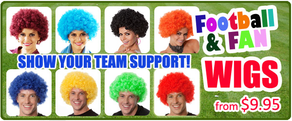 Football Supporter Wigs | Team Wigs | State of Origin Wigs | Fan Wigs